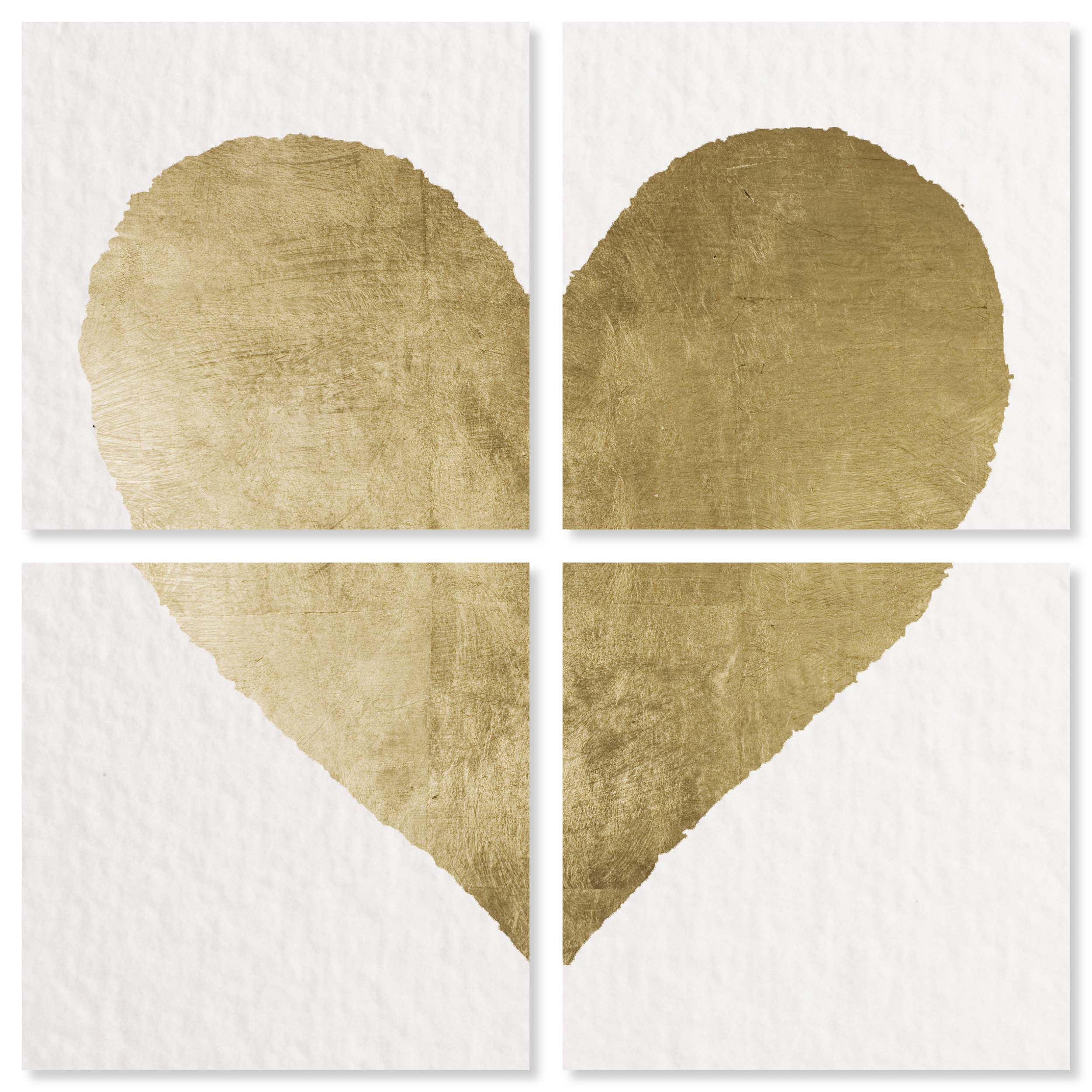 Oliver Gal Prints Glam Heart Shape Modern Gold - 4 Piece Wrapped Canvas ...
