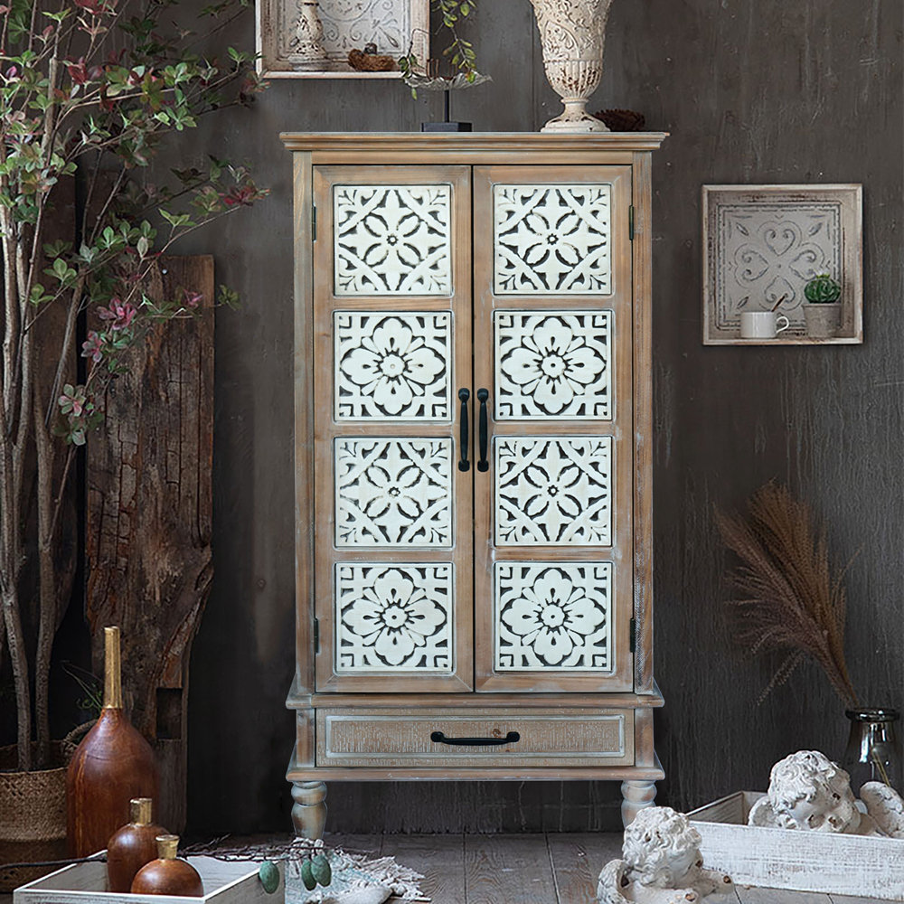 Rosalind Wheeler Versatile Rustic Storage Cabinet for Home Organization ...