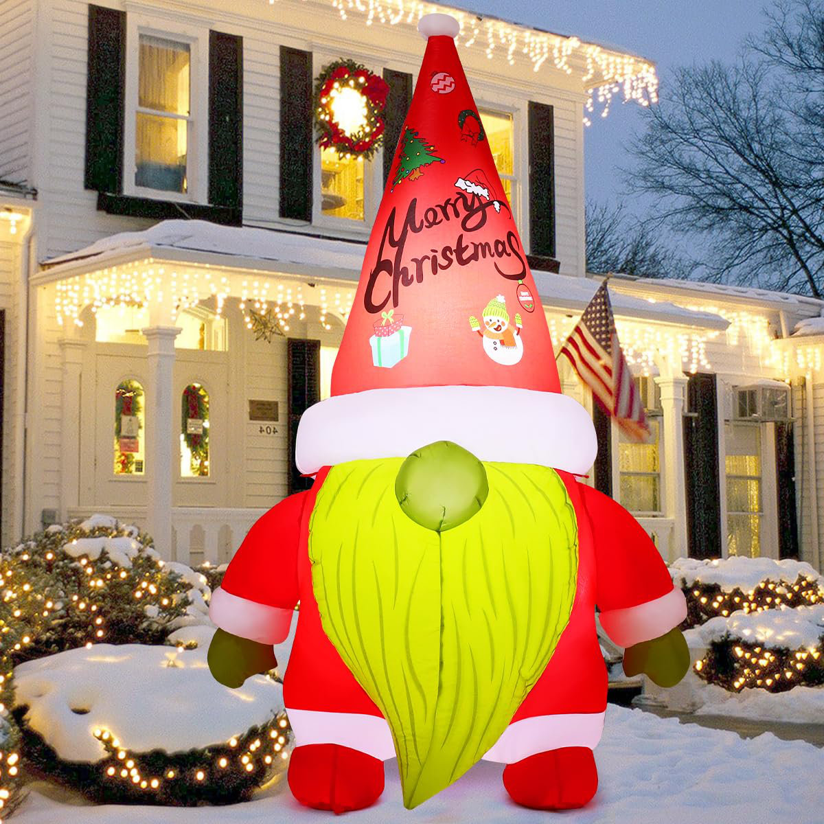 GOOSH Christmas Inflatables 6 Ft Gnome Inflatable Christmas Decoration ...