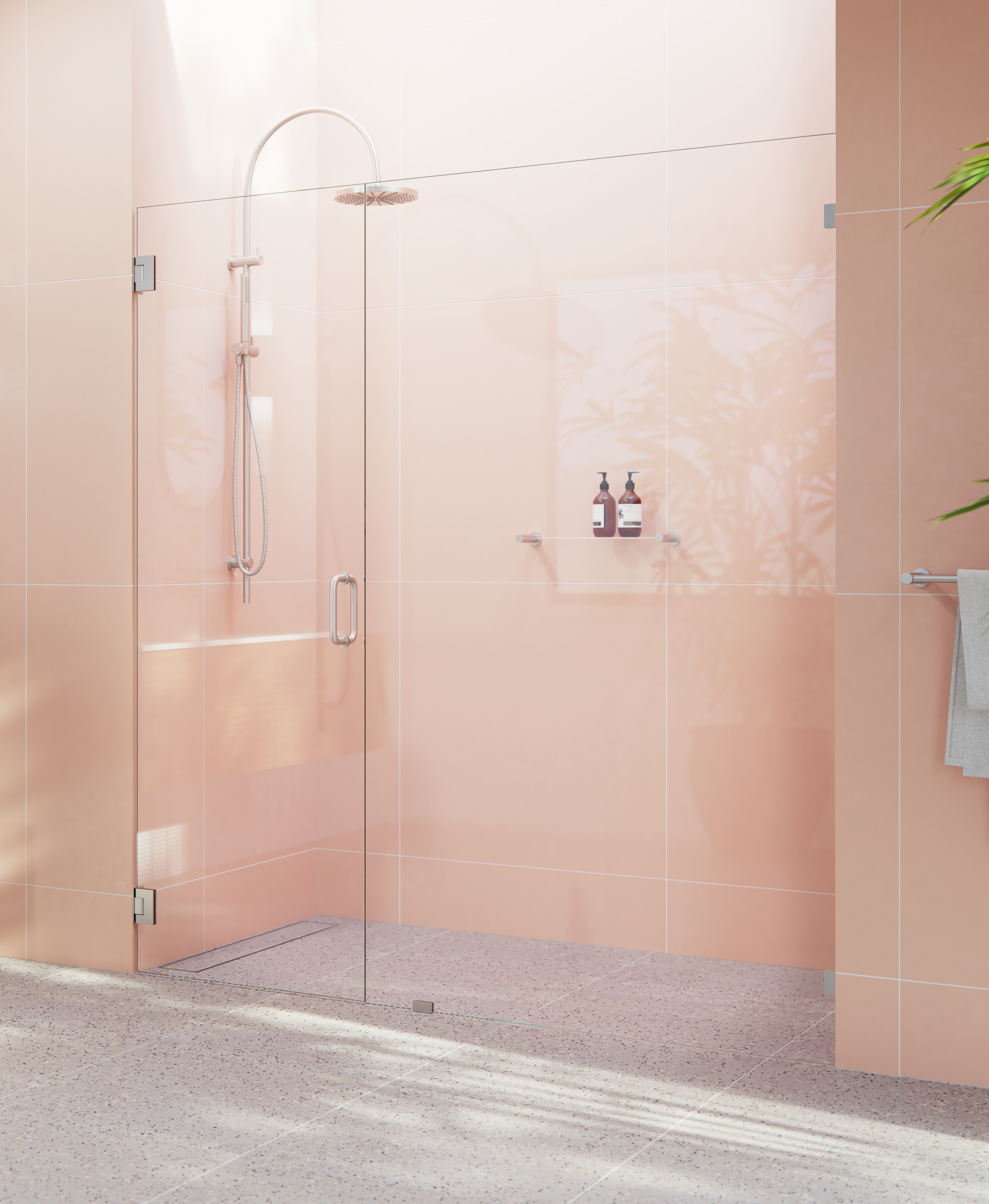 Glass Warehouse Illume 73 in. x 78 in. Fully Frameless Wall Hinge ...