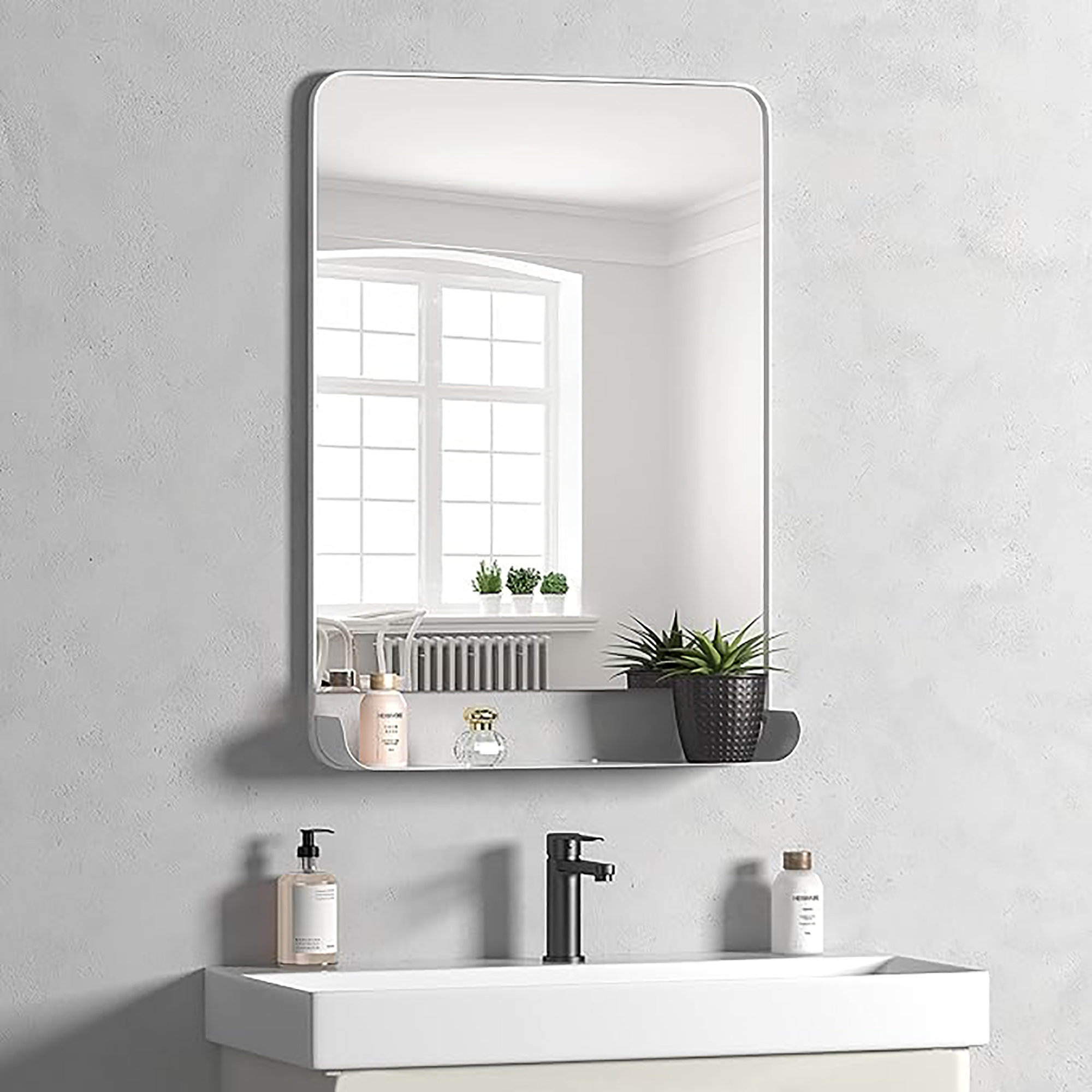Latitude Run® Sadra with Shelves Bathroom / Vanity Mirror | Wayfair