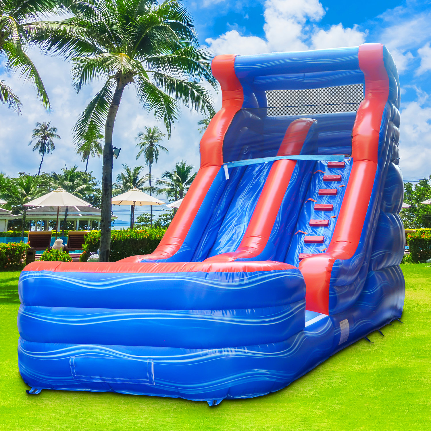 GOOSH 16' x 26' Red Concise Commercial Grade Water Slide with Splash ...