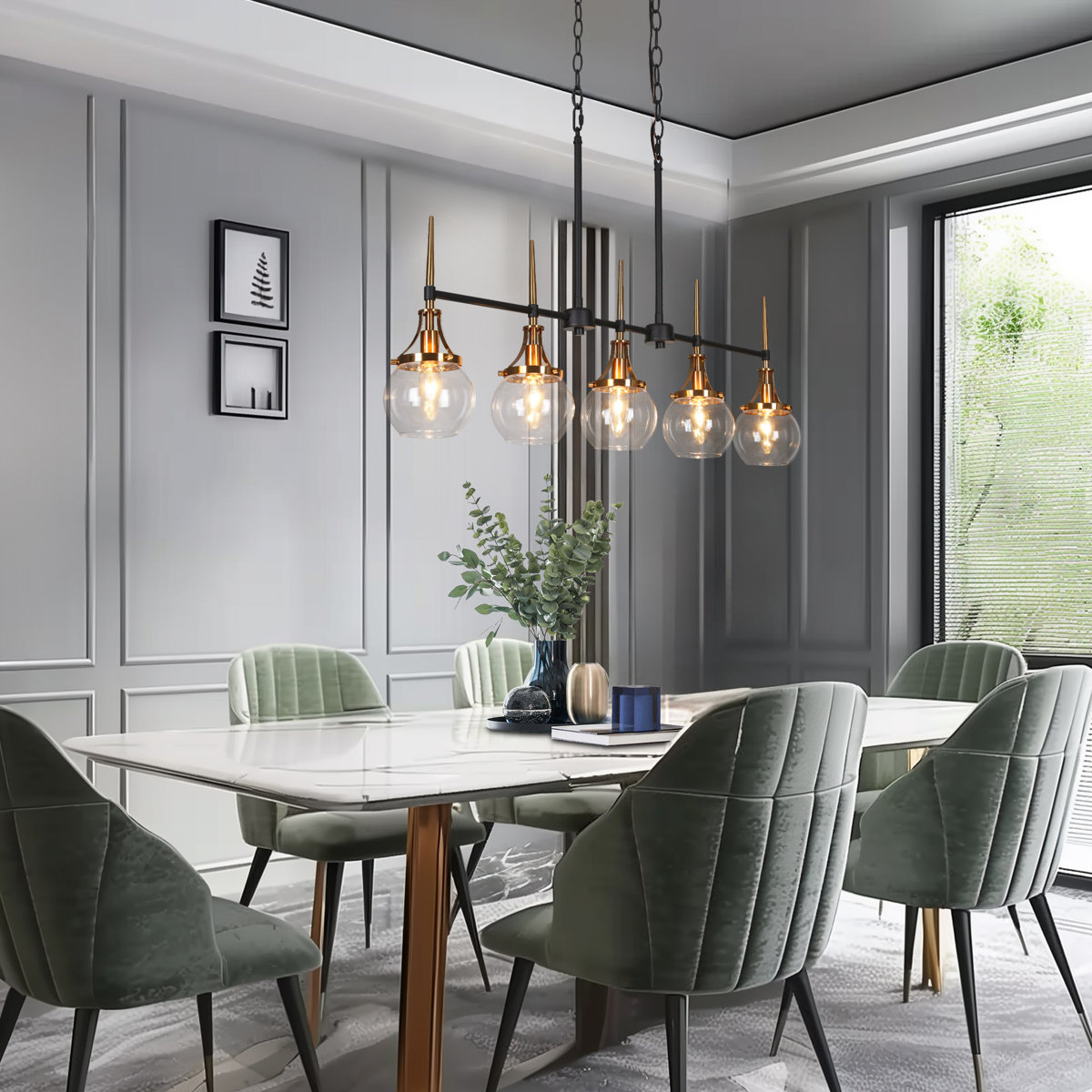 Mercer41 Loram 5 - Light Kitchen Island Linear Pendant & Reviews ...