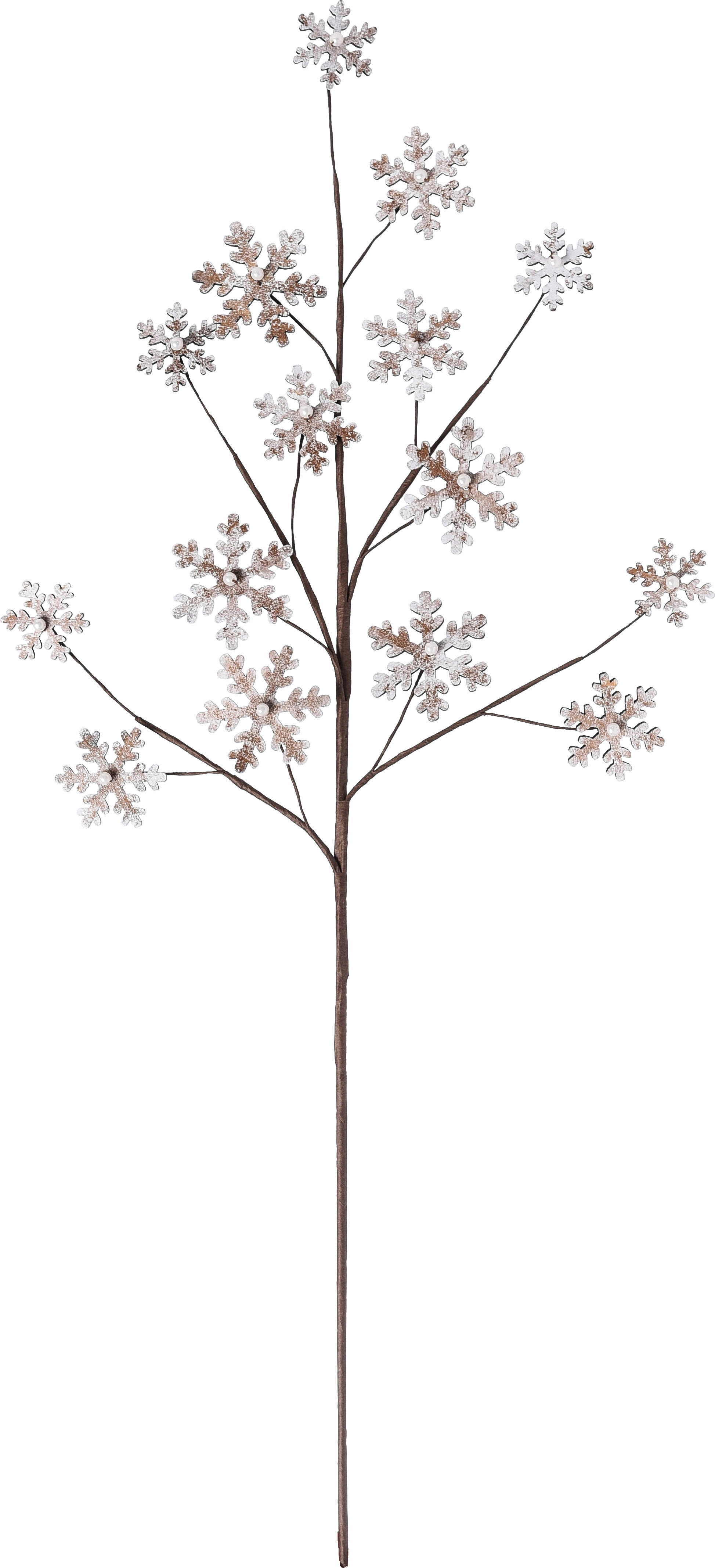 Primrue Wood 28 in. Multicolor Christmas Vine and Snowflake Pick | Wayfair