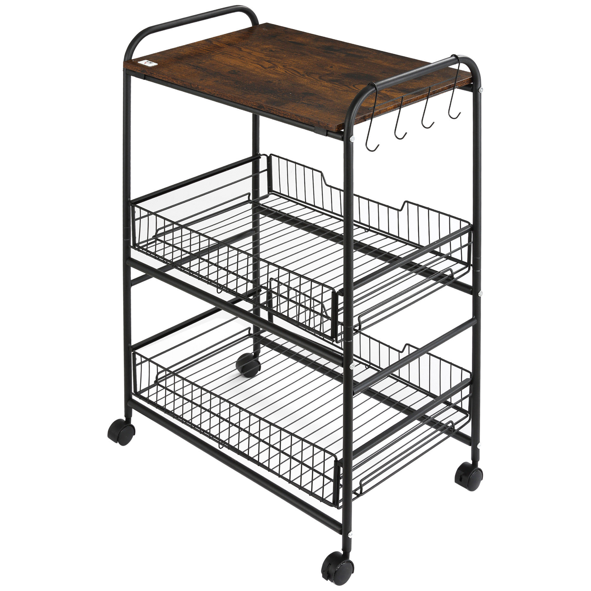 17 Stories Versatile 3-Tier Rolling Kitchen Cart With Abundant Storage ...