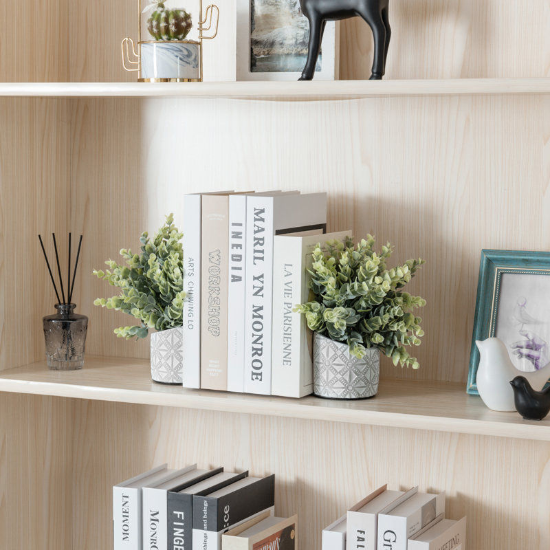 Primrue Decorative Artificial Eucalyptus Plant Bookend Set | Wayfair