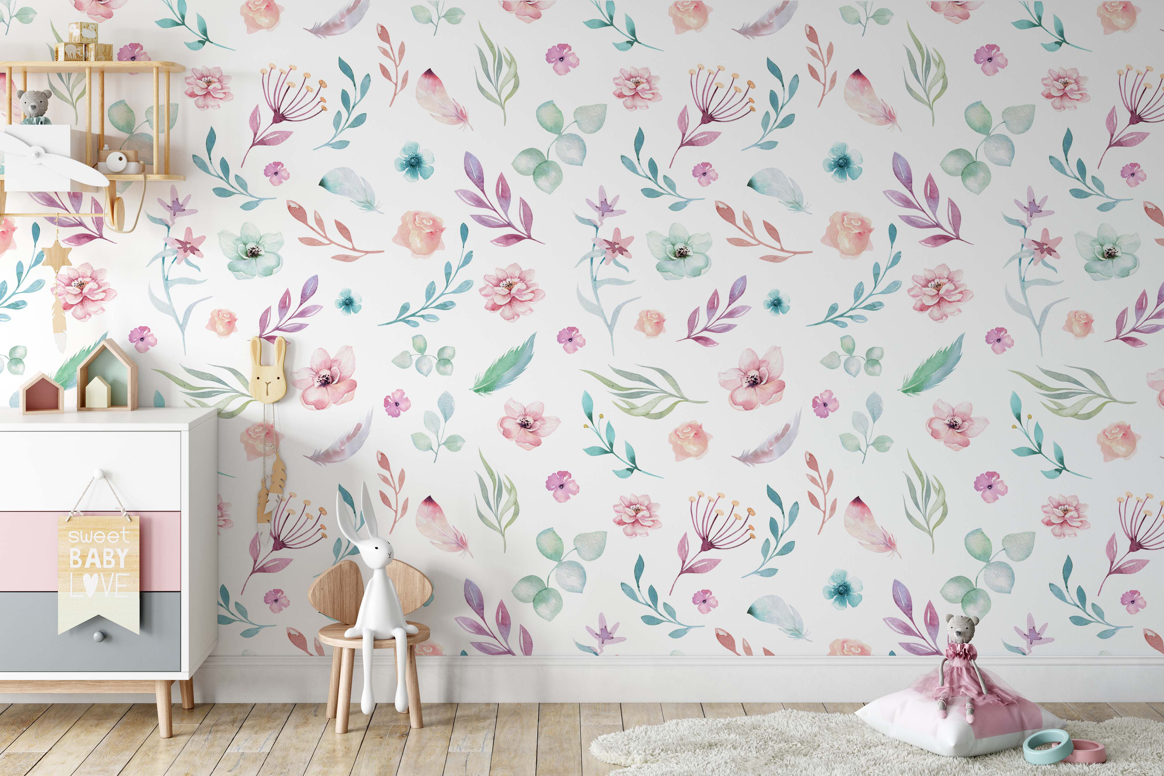 Winston Porter Soft Flower Corn Rose And Corn Poppy Removable Wallpaper ...
