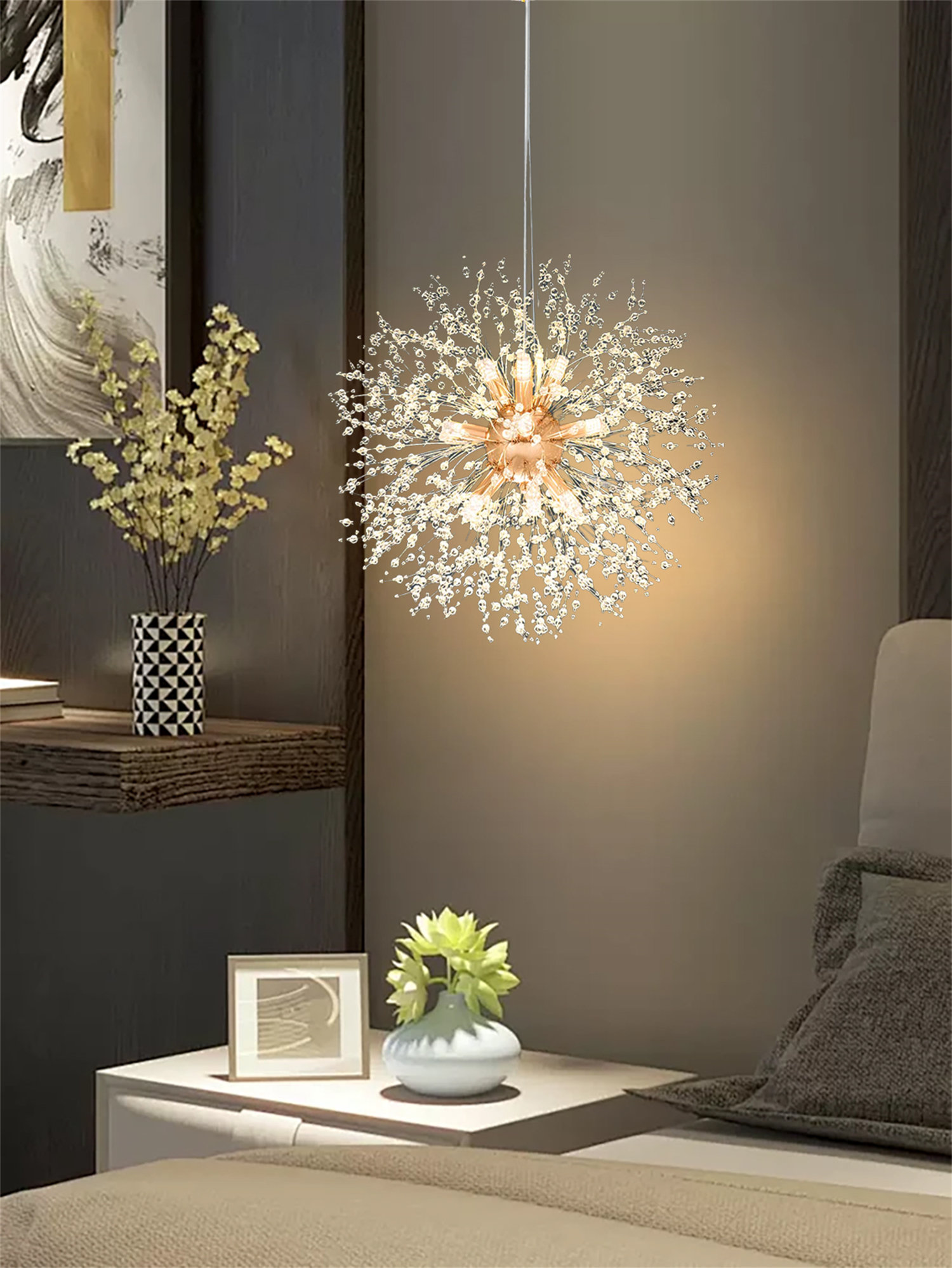 Everly Quinn Modern Crystal Chandelier Fireworks, Crystal Lighting ...
