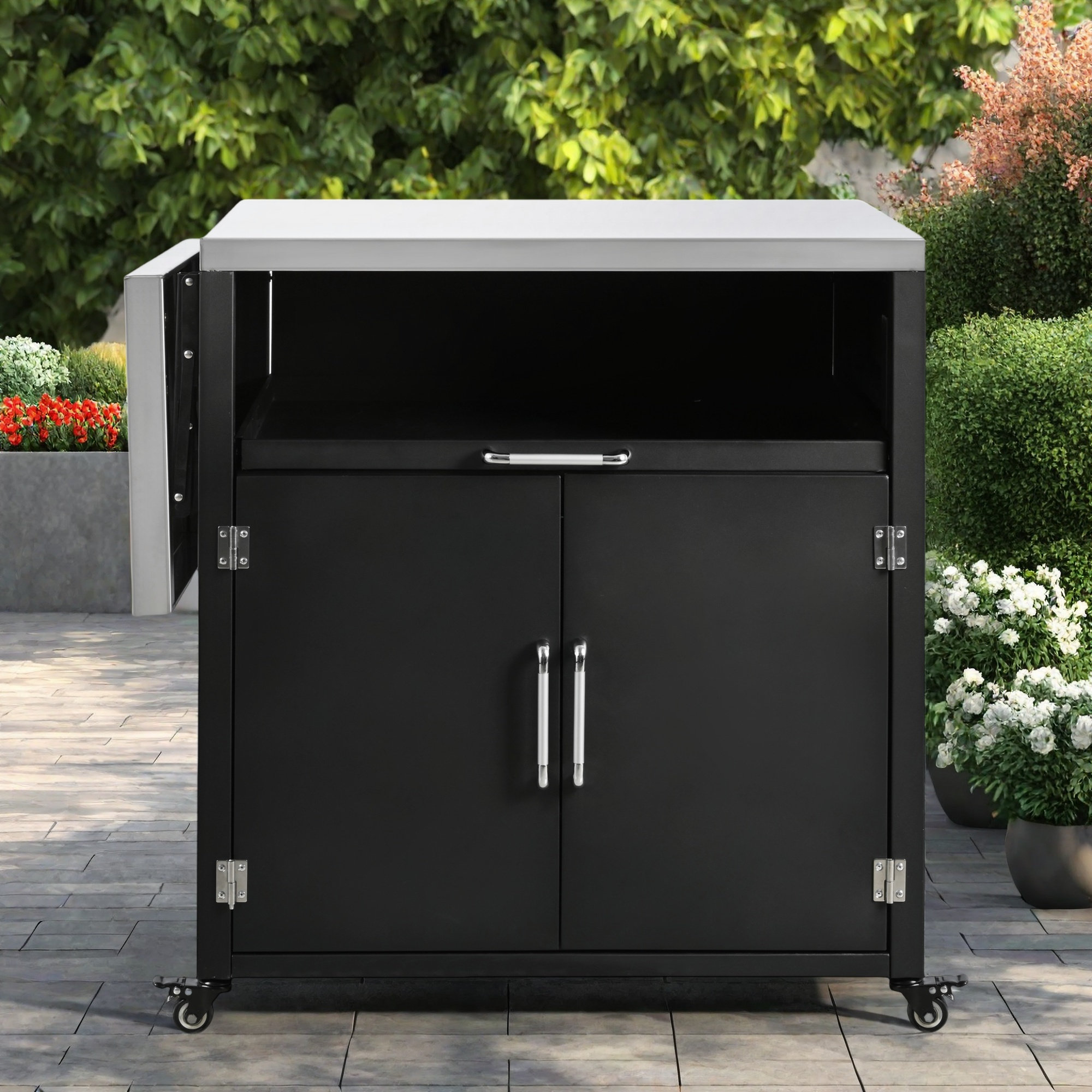 Latitude Run® Portable Bar Cart, Rolling Storage Cabinet Kitchen Island ...