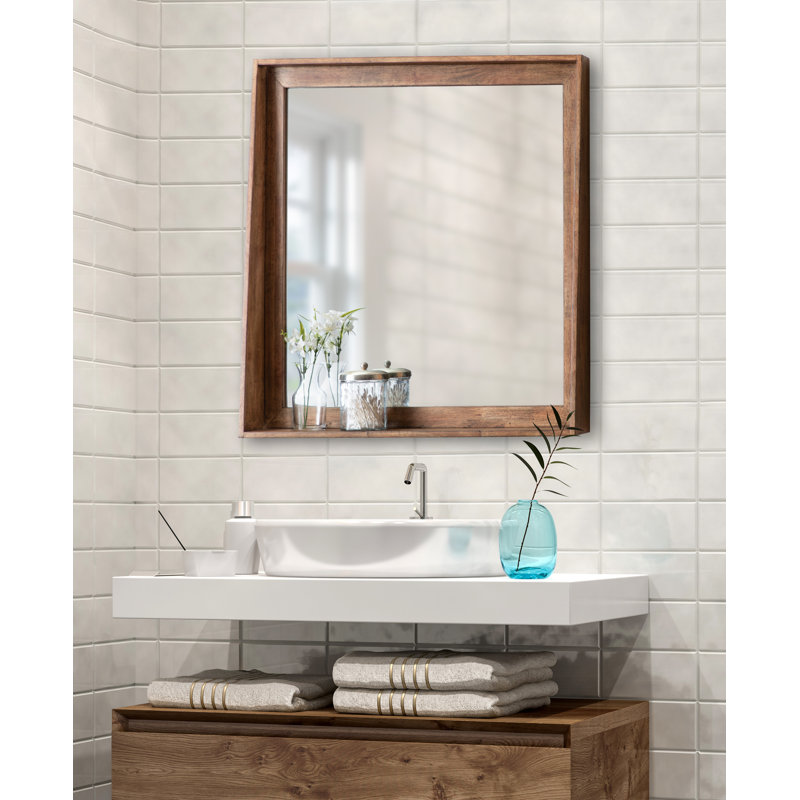 Millwood Pines Cytheria Flat Wall Mirror with Shelves & Reviews | Wayfair