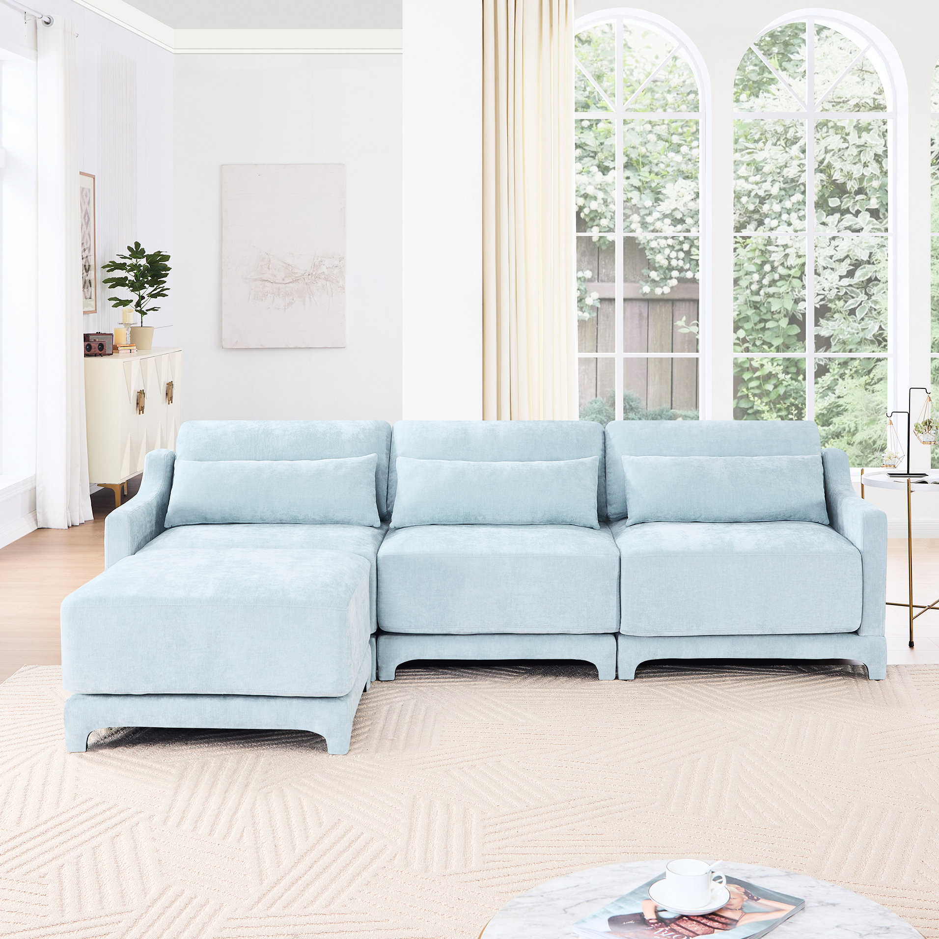 Latitude Run® Four - Seater With Chenille Fabric And Movable ...