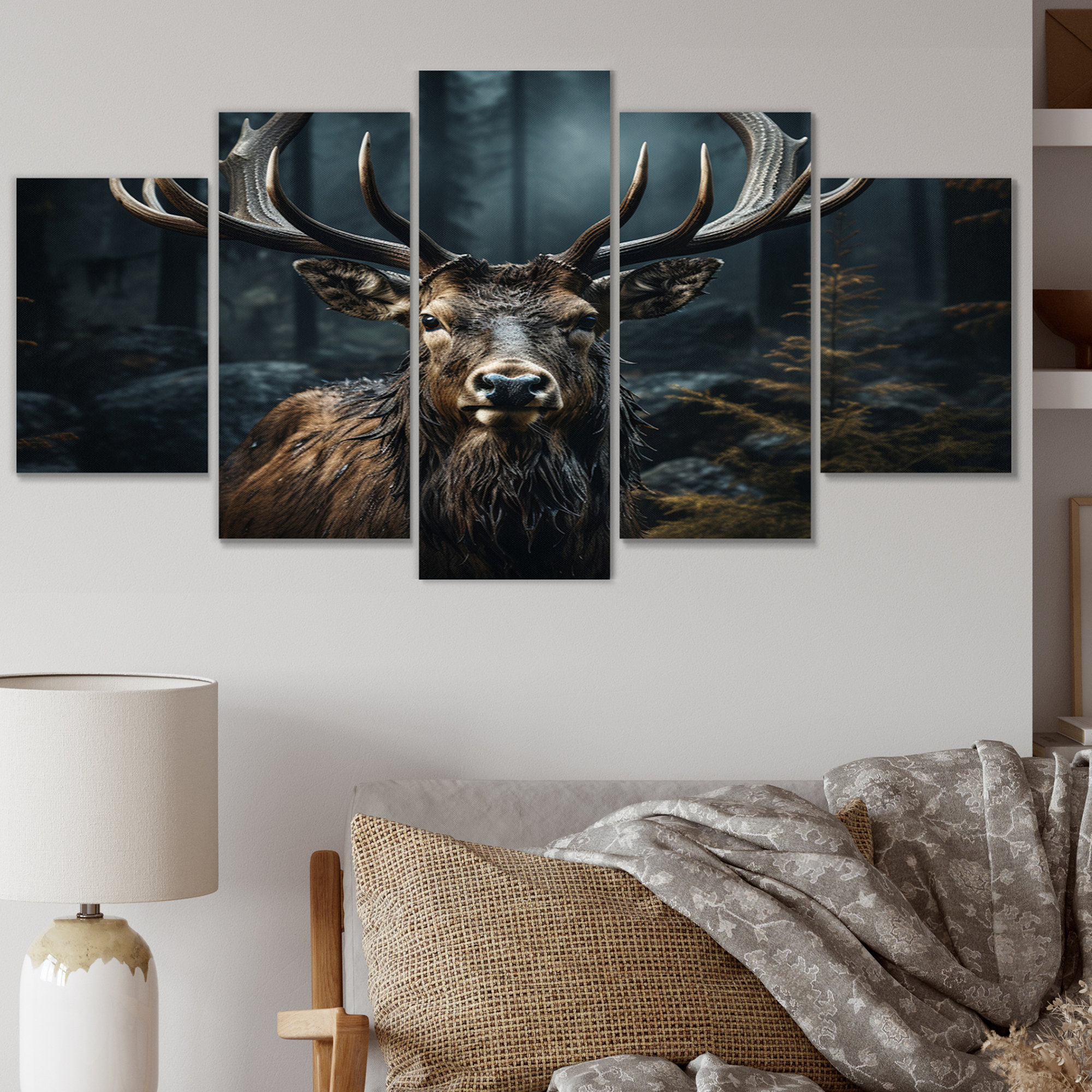 Millwood Pines Black White Moose Portrait - Animals Canvas Print - 5 ...