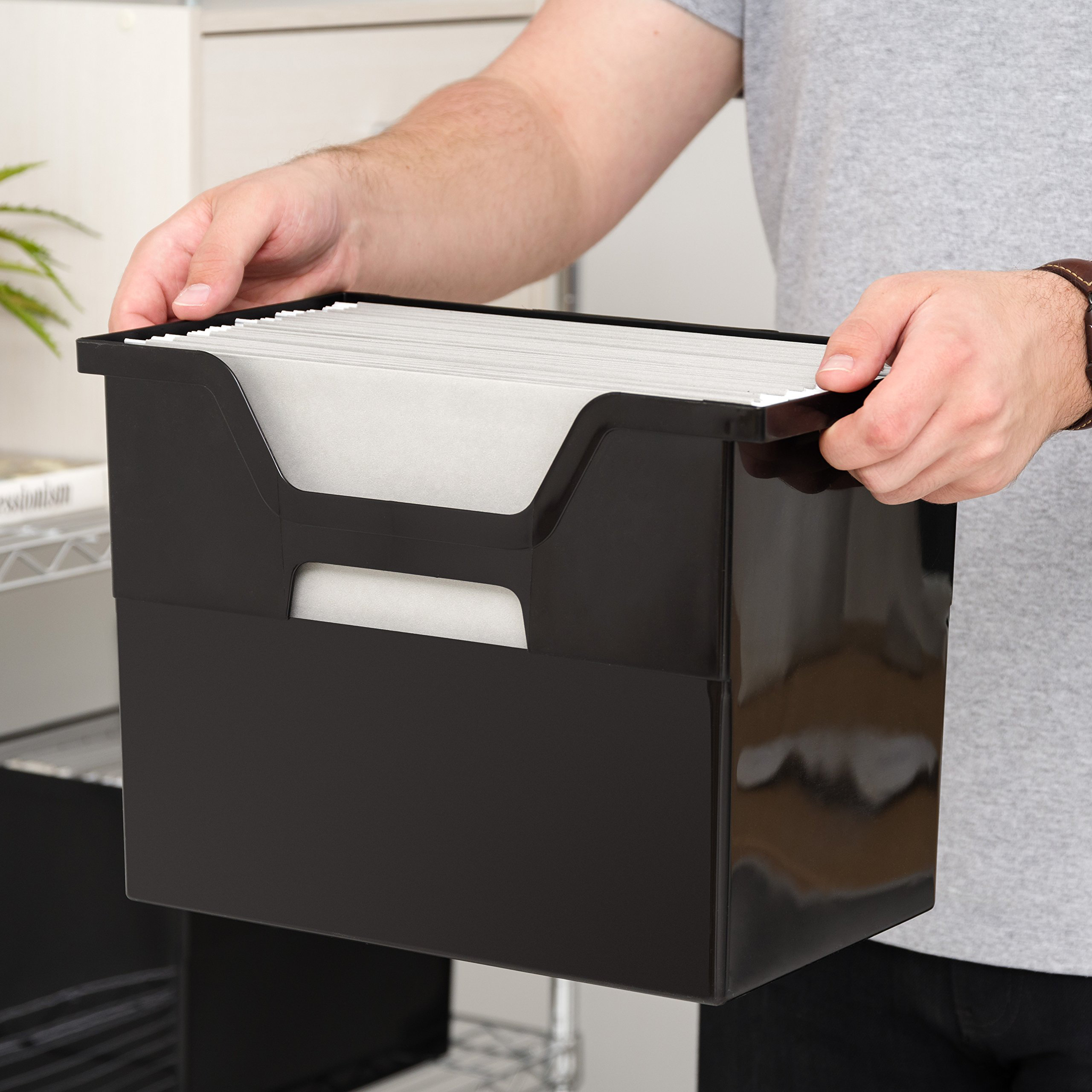 RILVIX Large Portable Desktop File Box, 4-Pack, with Side Handles ...