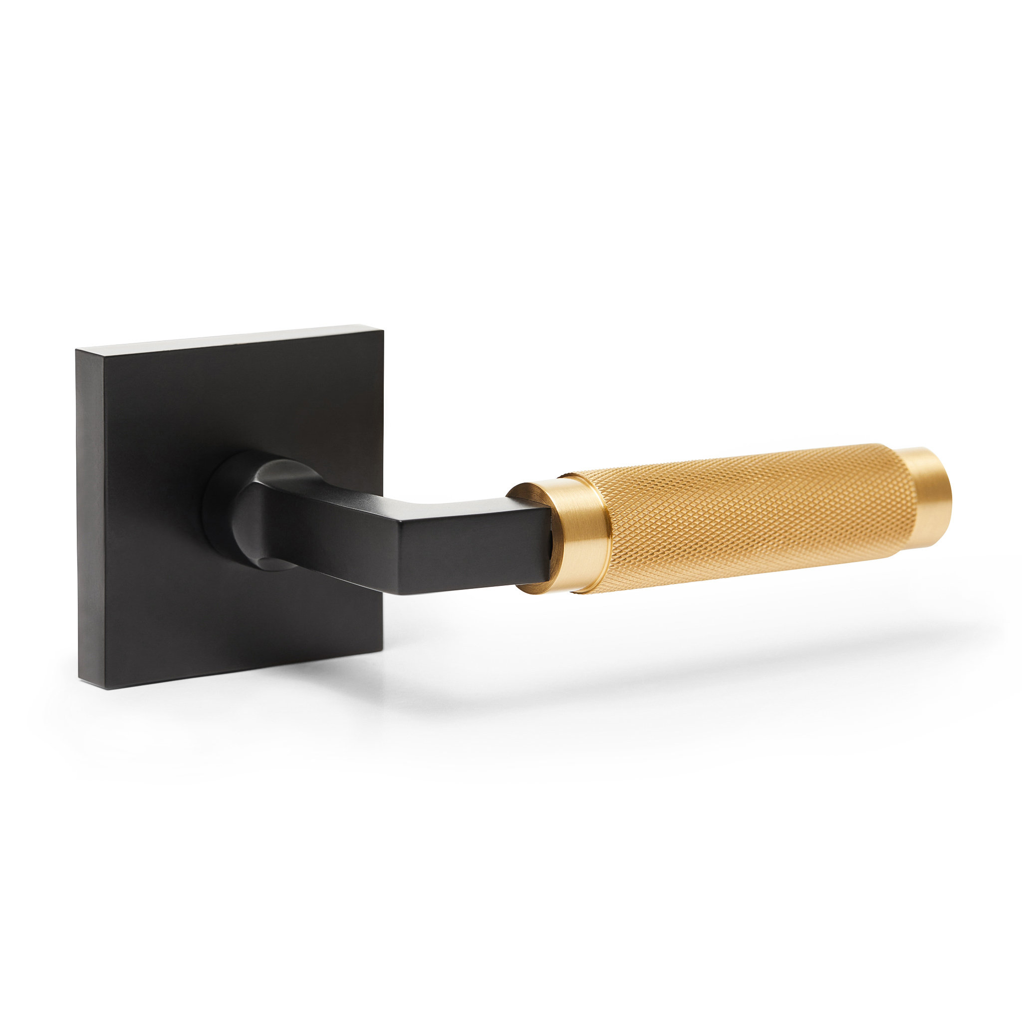 Explore Hardware Geneva Solid Brass Matte Black Door Lever with Satin ...