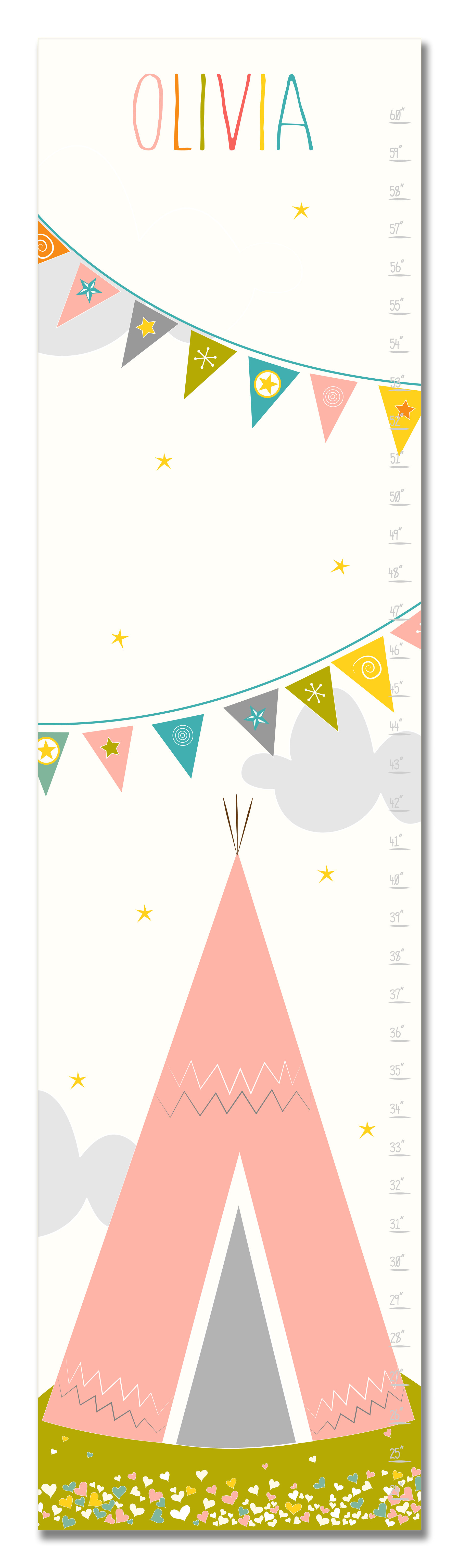 Finny and Zook Tee Pee and Flag Bunting Personalized Growth Chart ...