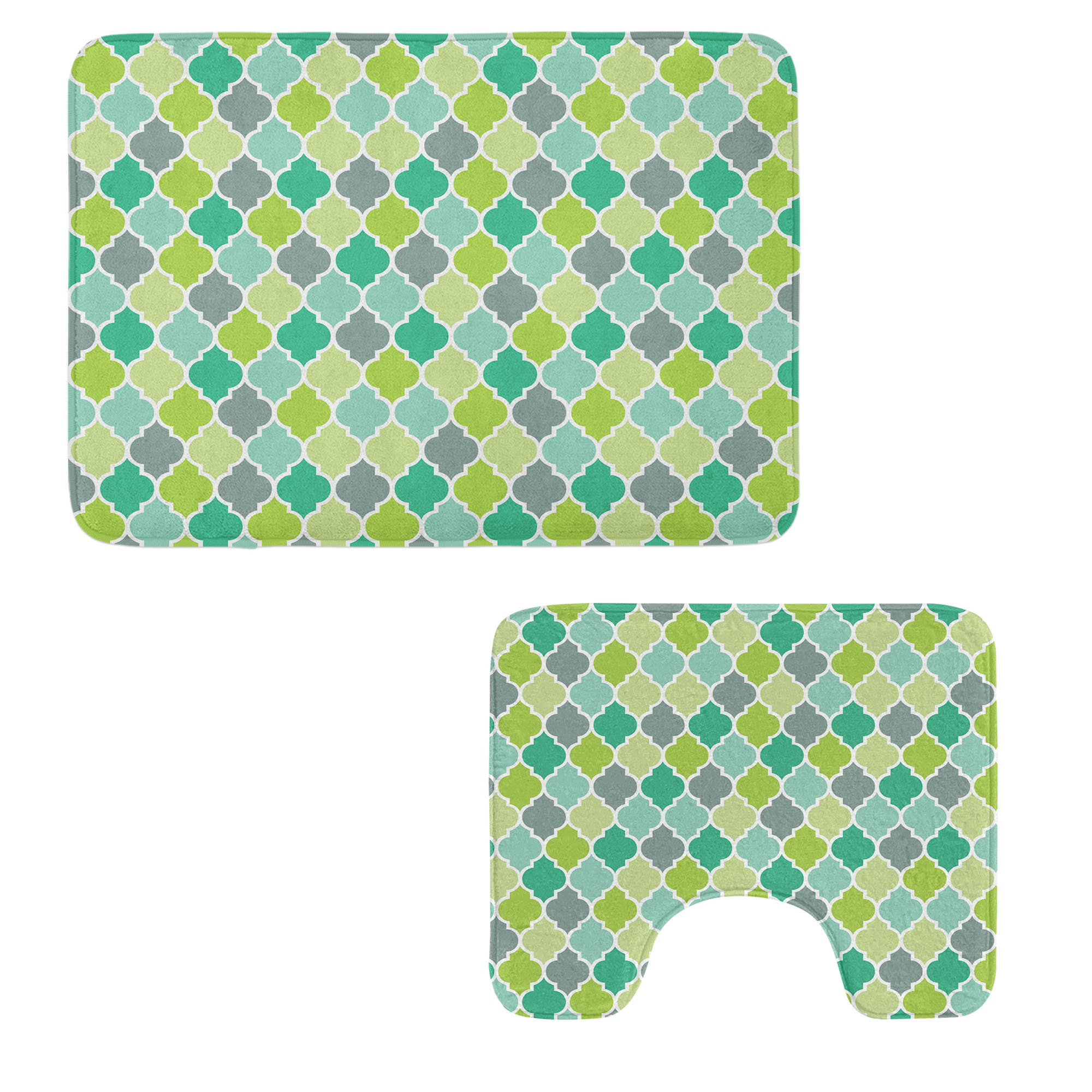 East Urban Home Teal Bathroom Rug Set 2 Pieces Rectangle & Contour Mats ...