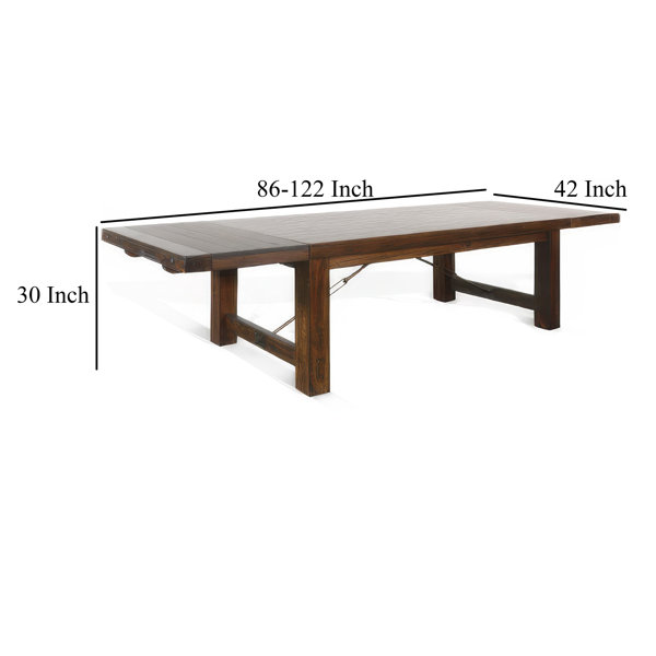 Benjara Reggie Dining Table, Brown Mahogany Rectangular Extendable 86 ...