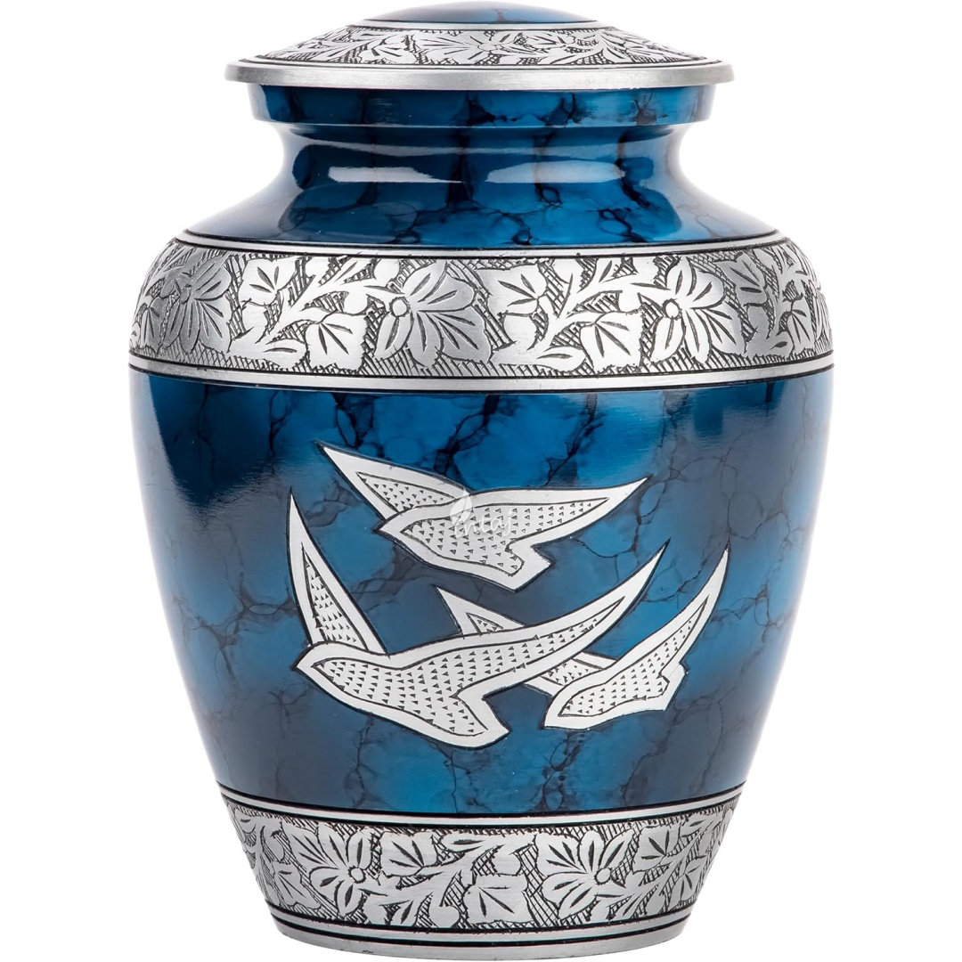 DESIGN SHOP BY SHELL Cloud Blue Bird Aluminum Cremation Urn For Human ...
