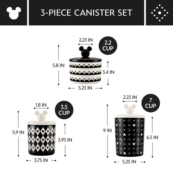 Disney Home Monochrome Ceramic Food Storage Containers / Cookie Jar Set ...
