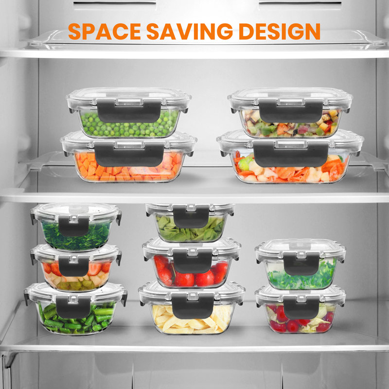 Prep & Savour Innovated Hinged Stackable 24 Container Food Storage Set ...