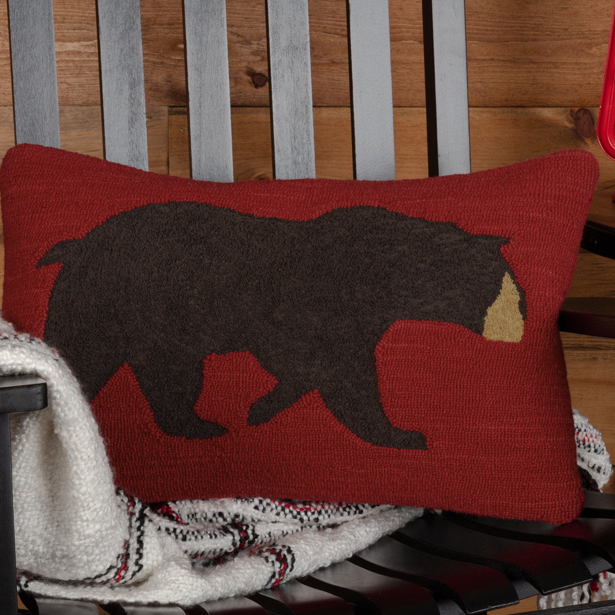 VHC Brands Wyatt Bear Hooked Rectangular Pillow Cover & Insert & Reviews | Wayfair