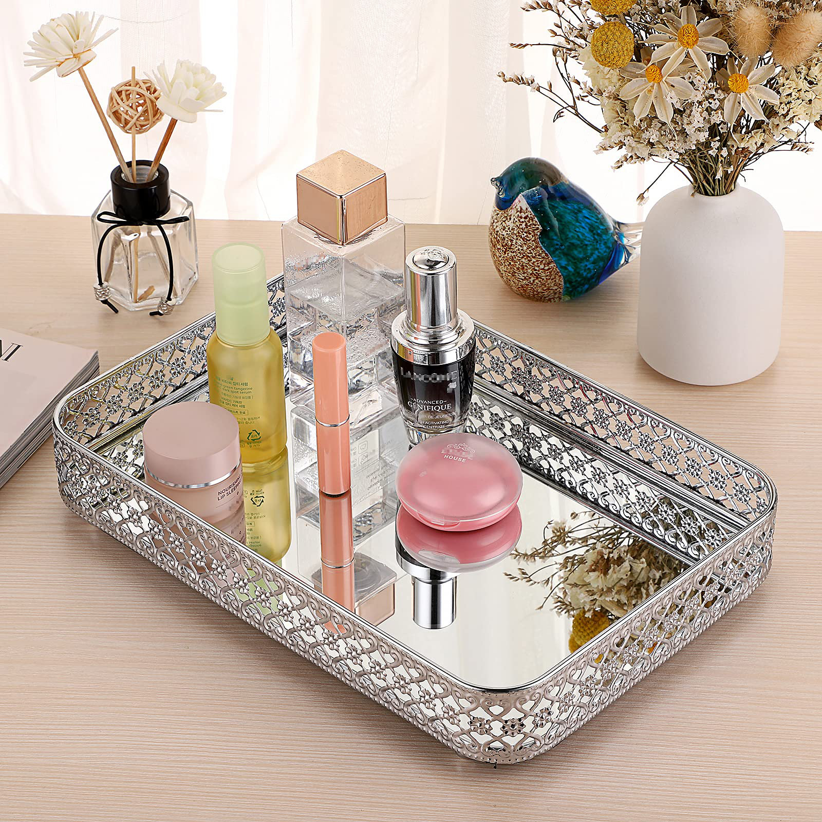 Astoria Grand Perfume Tray Mirror Tray Vanity Makeup Hollow-Carved ...