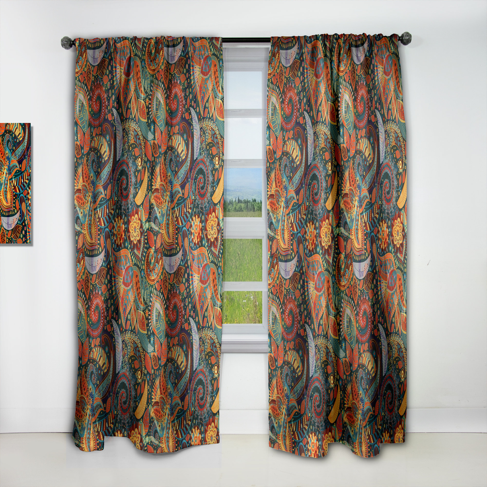 East Urban Home Paisley Floral Pattern - Bohemian & Eclectic Blackout ...