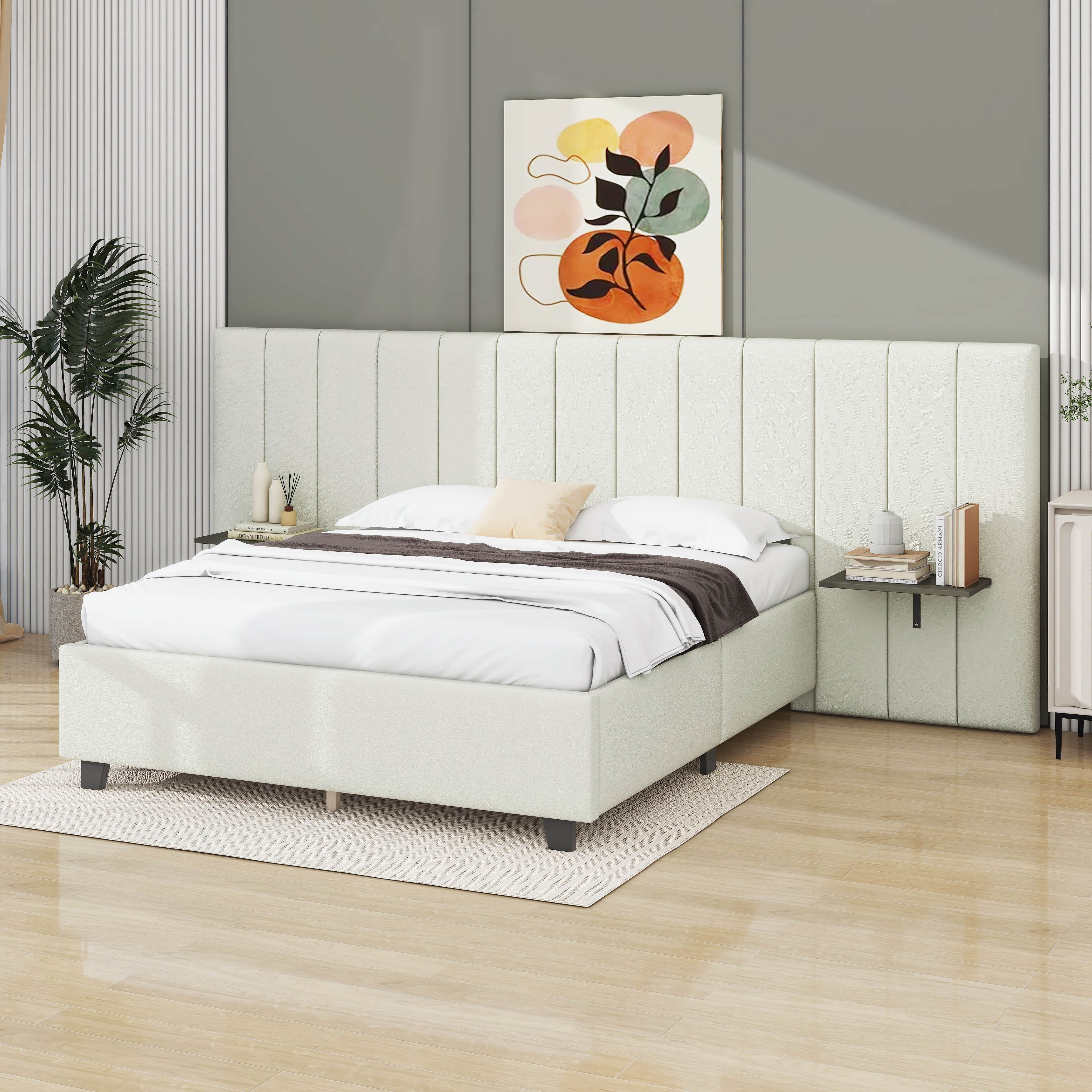 Latitude Run® Upholstered Platform Bed With Big Headboard | Wayfair