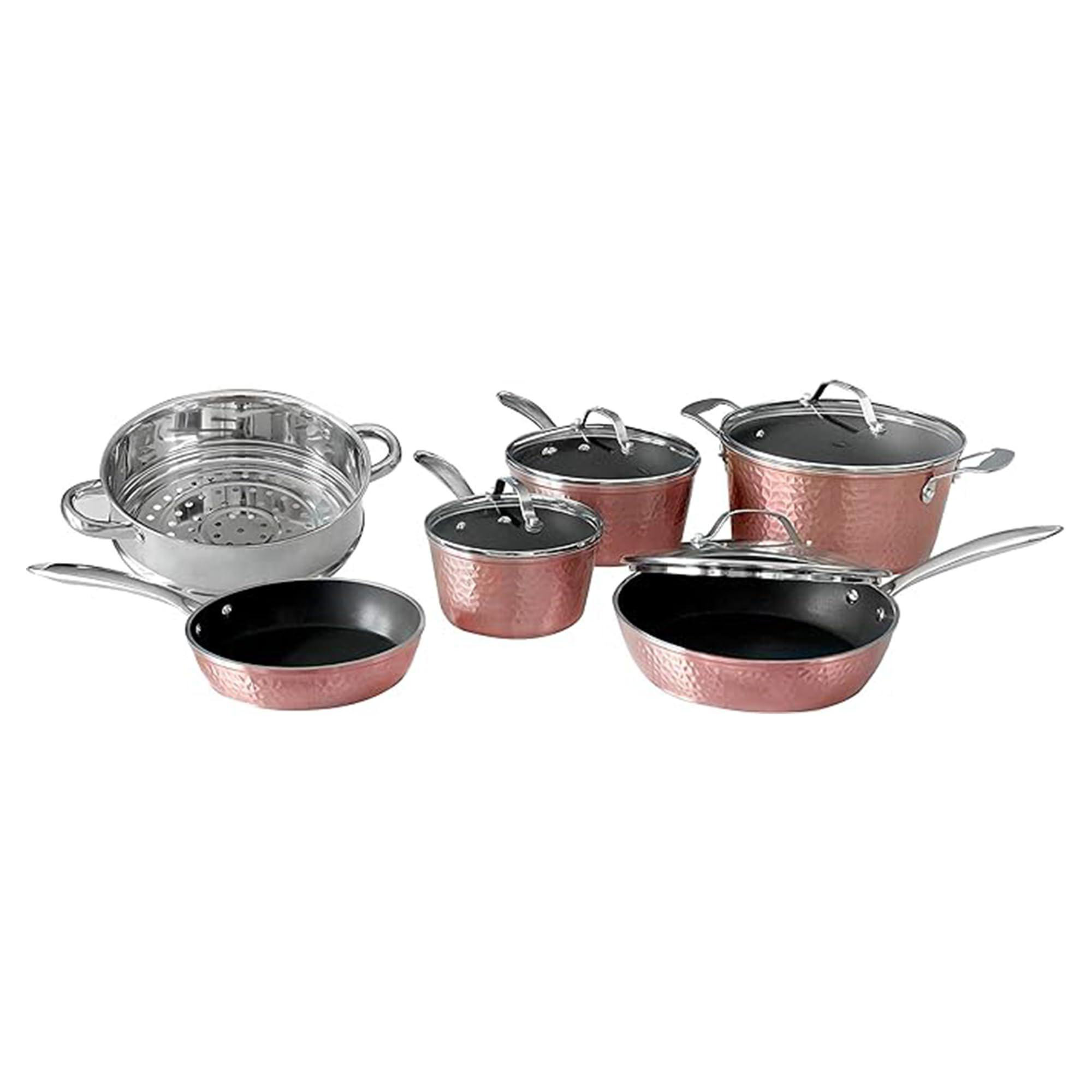 ATC HOLDINGS 10-piece ceramic cookware set with glass lids, featuring ...