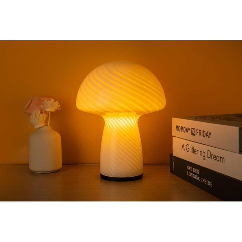 Brayden Studio® Glass Mushroom Bedside Table Lamp Translucent Vintage ...