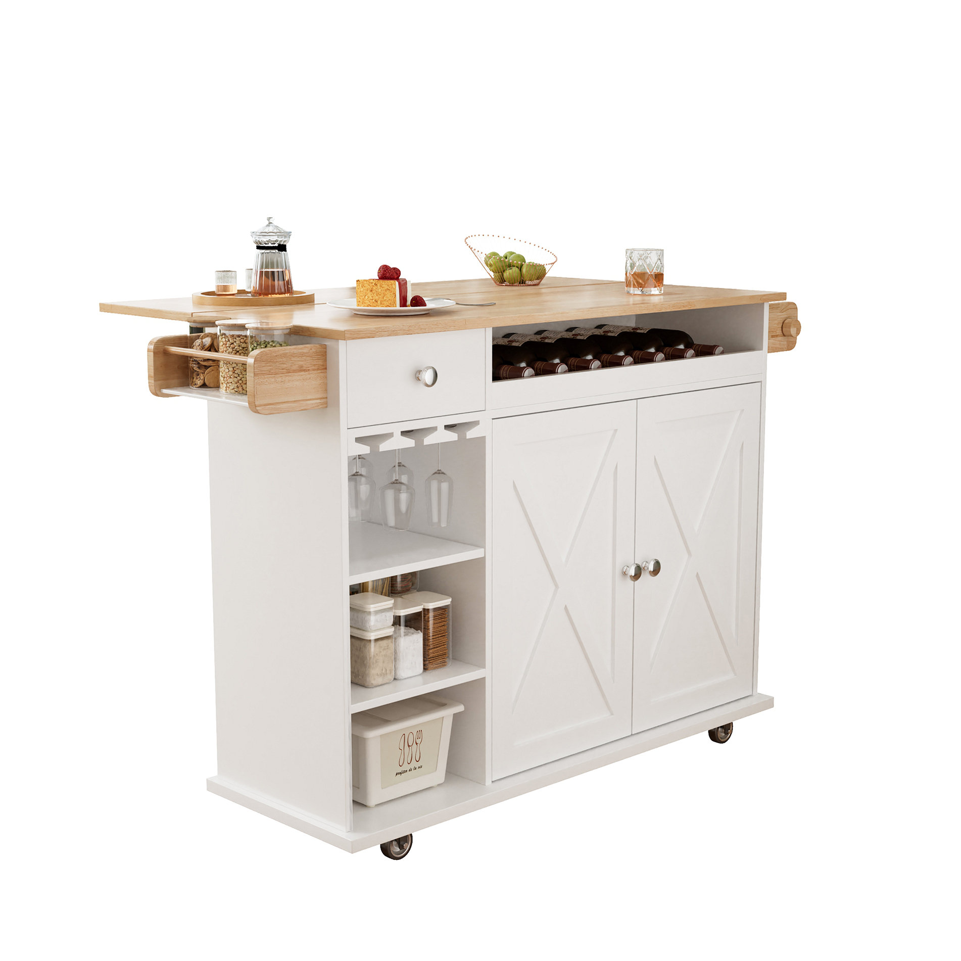 Breakwater Bay 44 Inch Kitchen Island Cart With Solid Wood Top | Wayfair