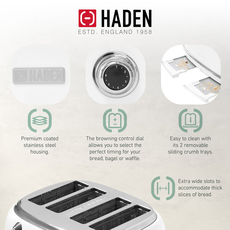 Haden Heritage 4 Slice Toaster & 12 Cup Coffee Maker Set, Stainless ...