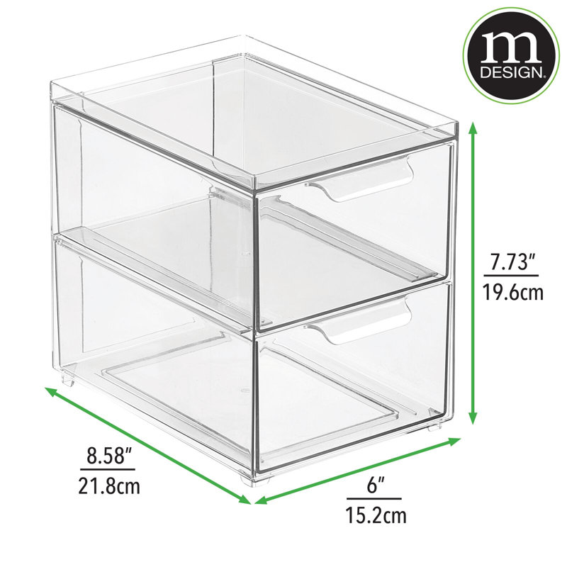 mDesign Plastic Stackable Bathroom Storage Organizer with Drawer | Wayfair