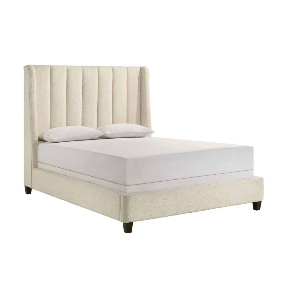 Latitude Run® Agnes White Boucle Queen Upholstered Bed - Wayfair Canada