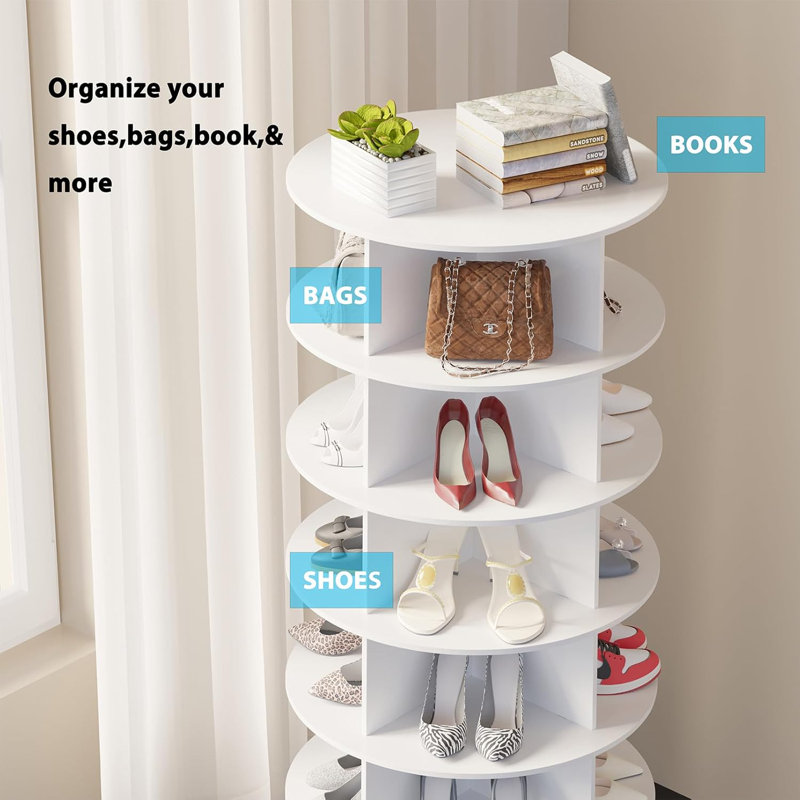 Hokku Designs 7-Tier Rotating Shoe Rack Tower With 360° Swivel Base ...