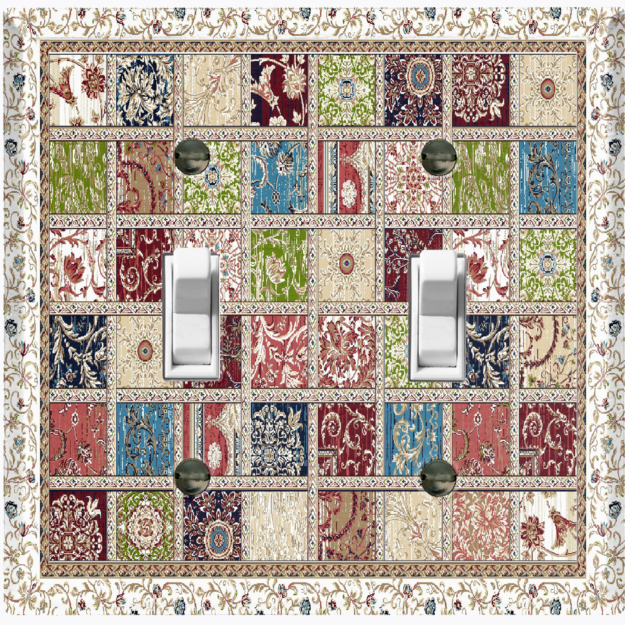 WorldAcc Colorful Block Pattern Flowers Nature Themed 2 - Gang Toggle ...