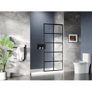 DeerValley 36"×78" Single Fixed Panel with 10mm Tempered Glass, Framed ...