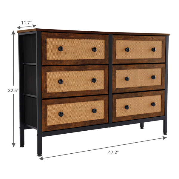 Lark Manor™ Allateef 6 Drawer 47.2" W Double Dresser & Reviews | Wayfair