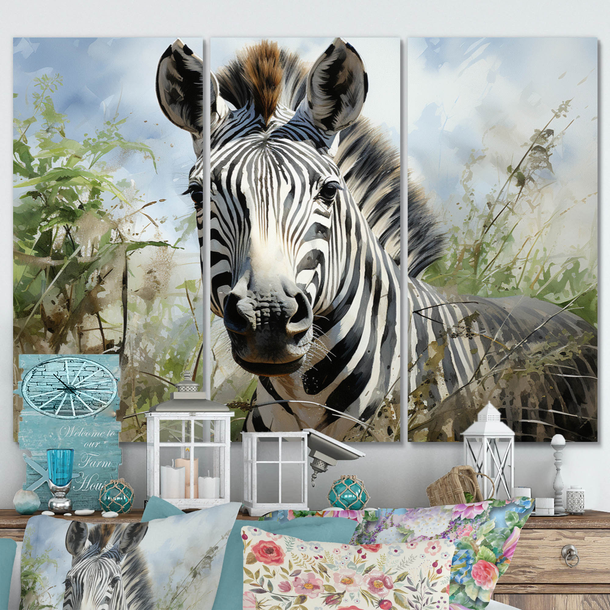 Ebern Designs Zebra Stripes In Jungle - Animals Wall Art Living Room ...