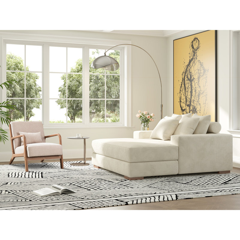 George Oliver Sharray 2-Piece Modern Corduroy Upholstered Sofa Couch ...