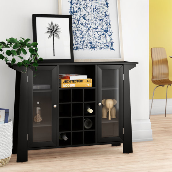 Ebern Designs Firat Metal Console Table 12 Bottle Wine Rack, Liquor Bar ...