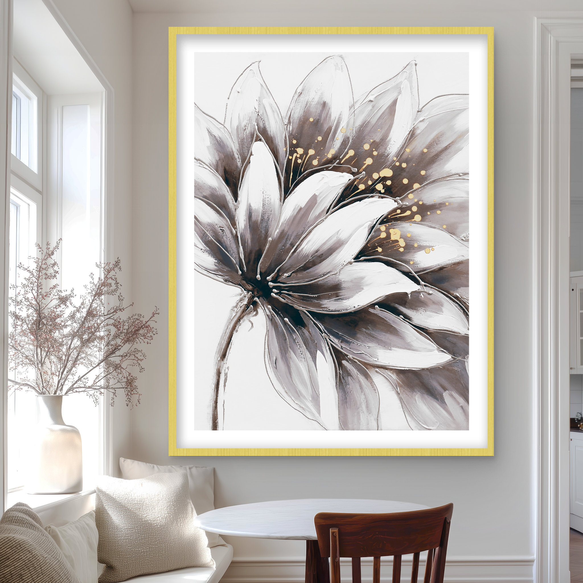 Lark Manor™ Purple Flower with Gold Center - Framed Floral Print Decor ...