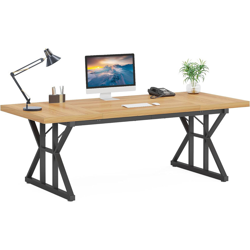 Gracie Oaks Metal Base Computer Desk & Reviews | Wayfair
