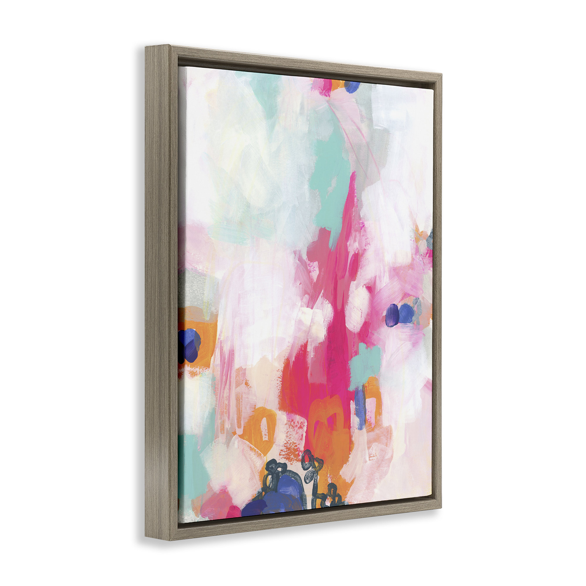 Wrought Studio™ Pink & Pastel Abstract Framed Floater Canvas Wall Art ...