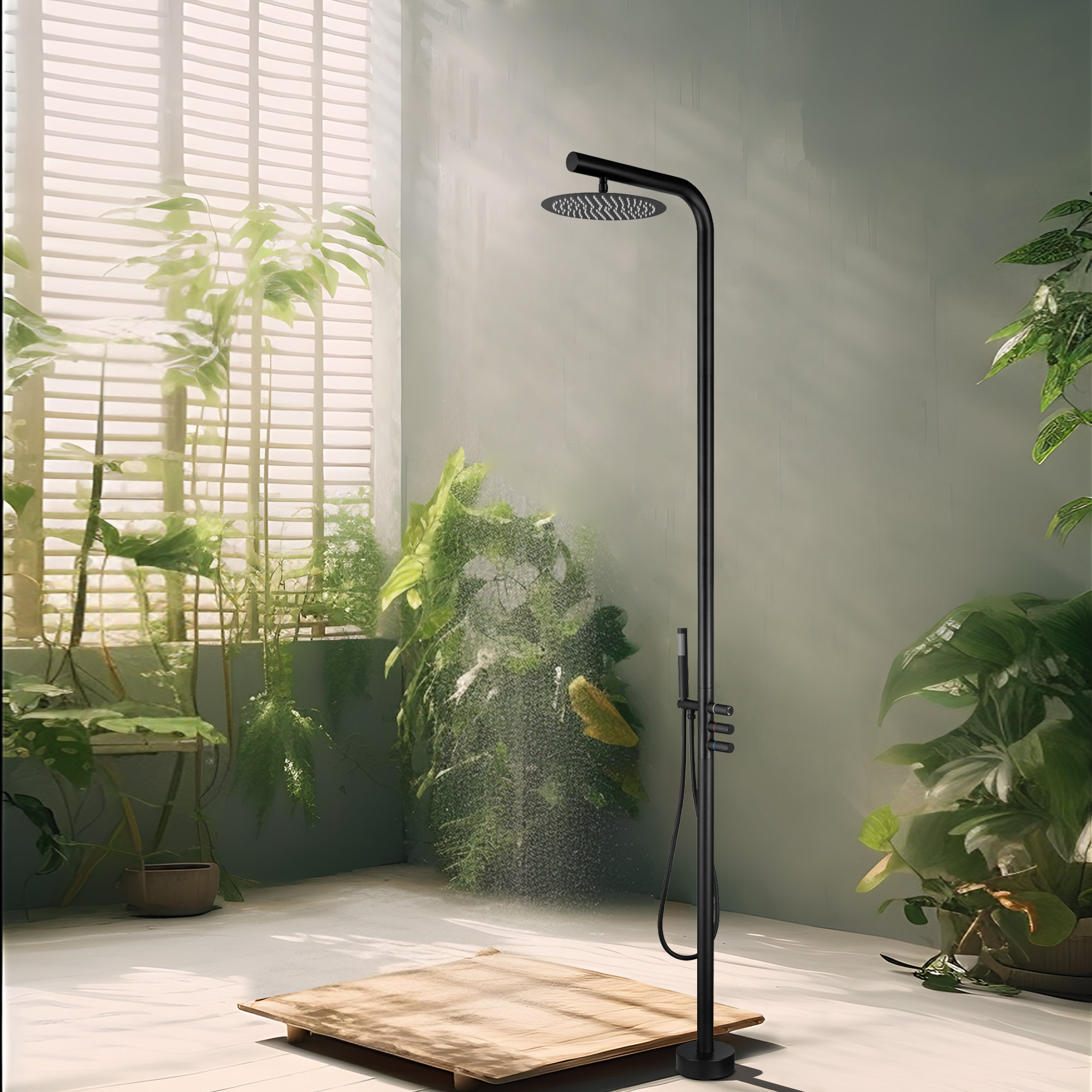 Homein 84.64'' H Brass Freestanding Outdoor Shower with Detachable ...
