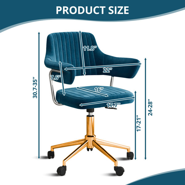 Mercer41 360° Swivel Upholstered Velvet & PU Ergonomic Home Office Desk ...