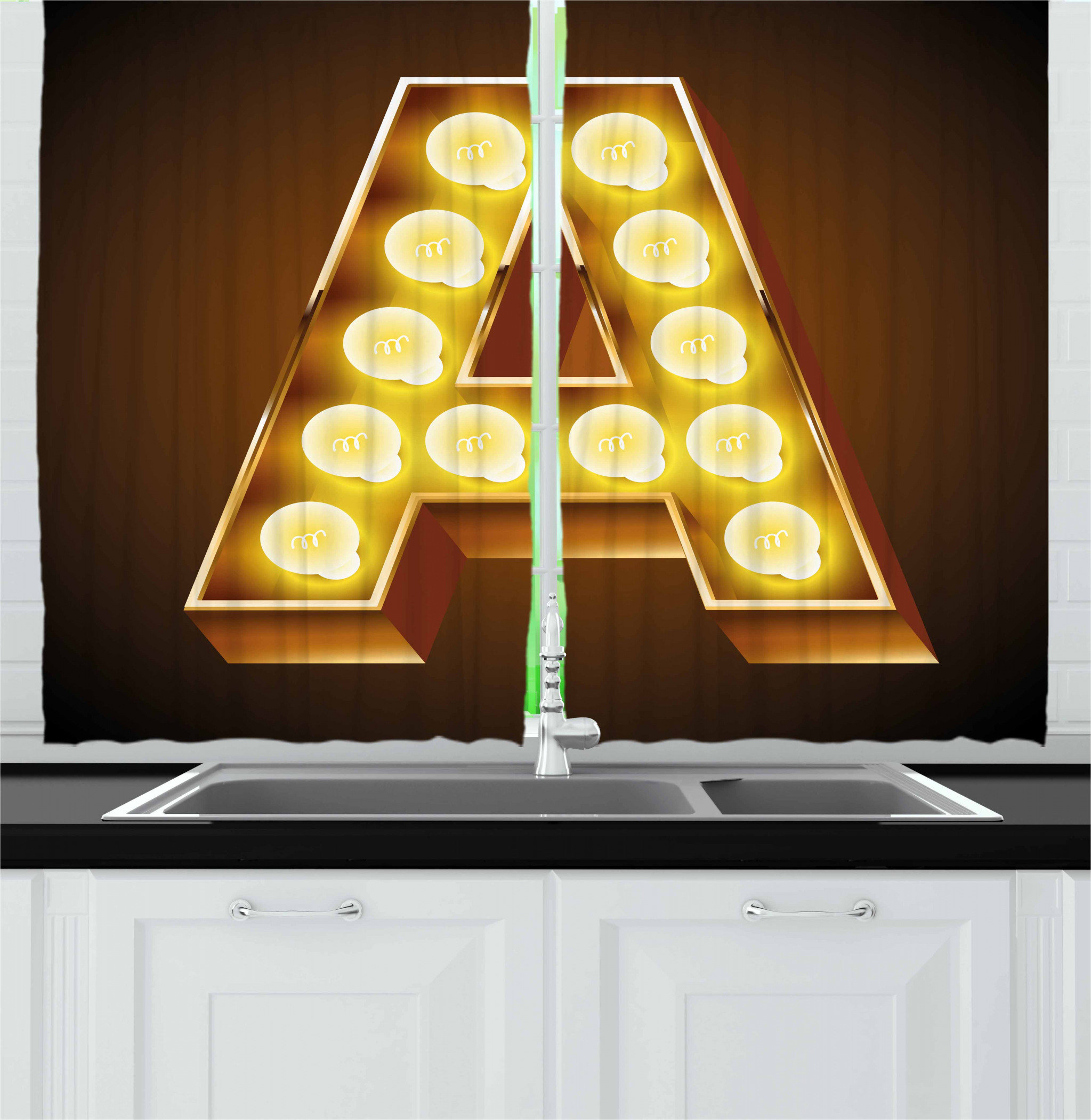 Ambesonne 2 Piece Letter A First Letter Of Alphabet Old Cinema Inspired ...