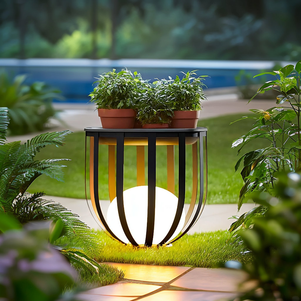 EP Designlab LLC Solar Integrated LED Floor Lamp with Removable Plant ...