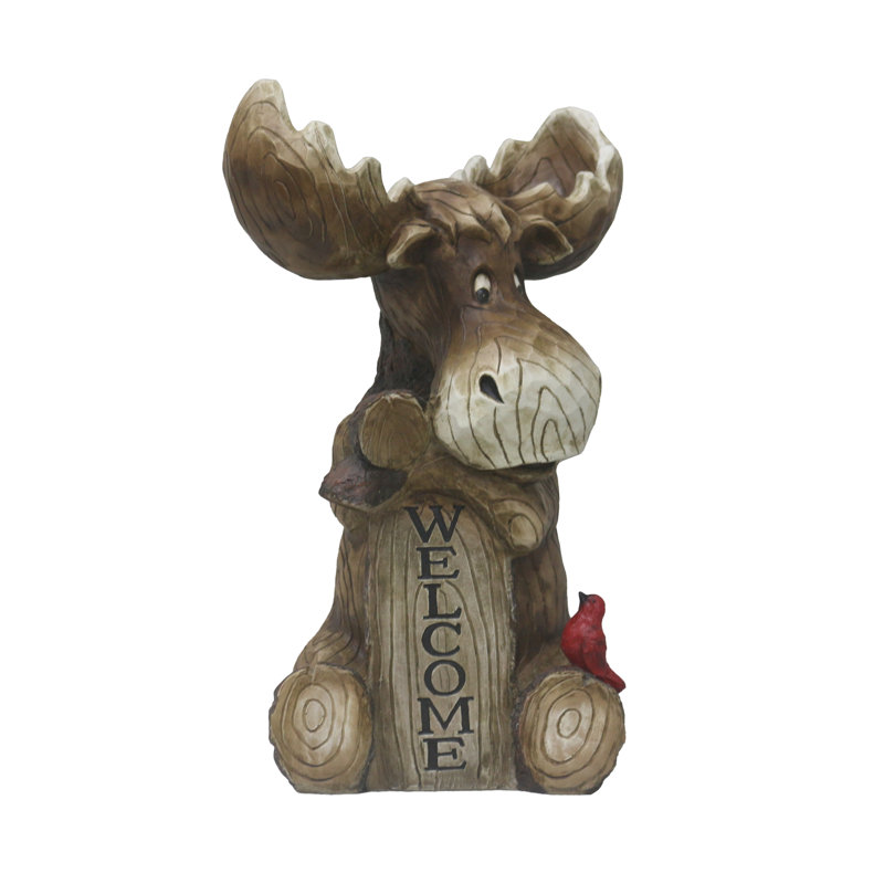 Hi-Line Gift Ltd. Moose with Cardinal Garden Welcome Sign & Reviews ...