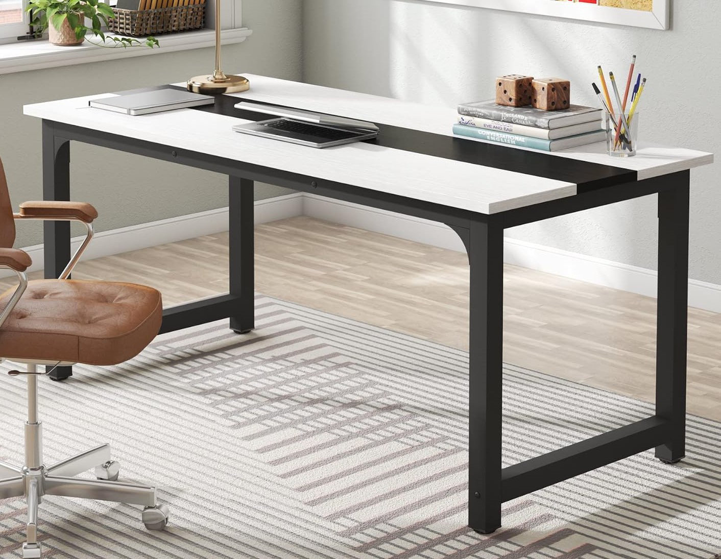 Latitude Run® The 70.8”Executive Desk, Large Office Computer Desk with ...